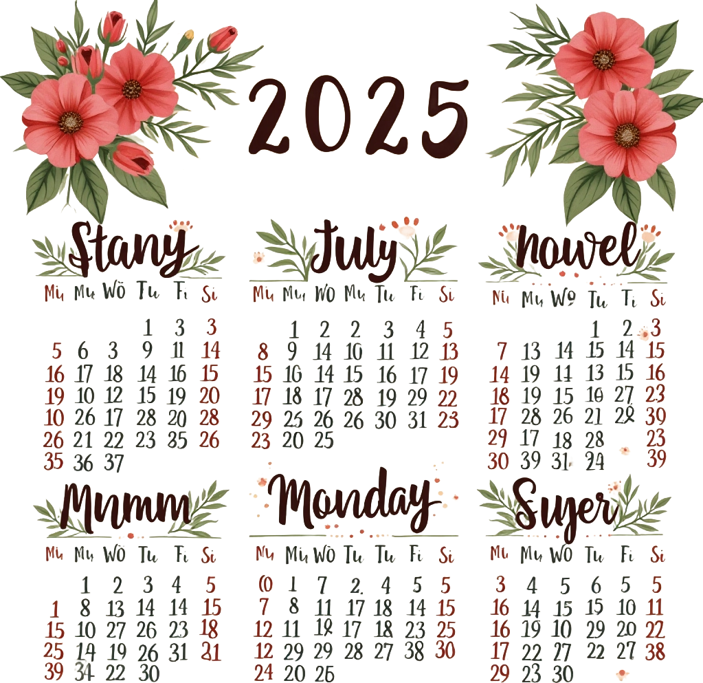 Free 2025 Calendar PNG Images – Yearly Templates & Graphics