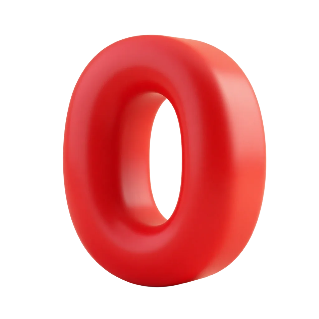 Red 3D Number Zero-FreePngZone