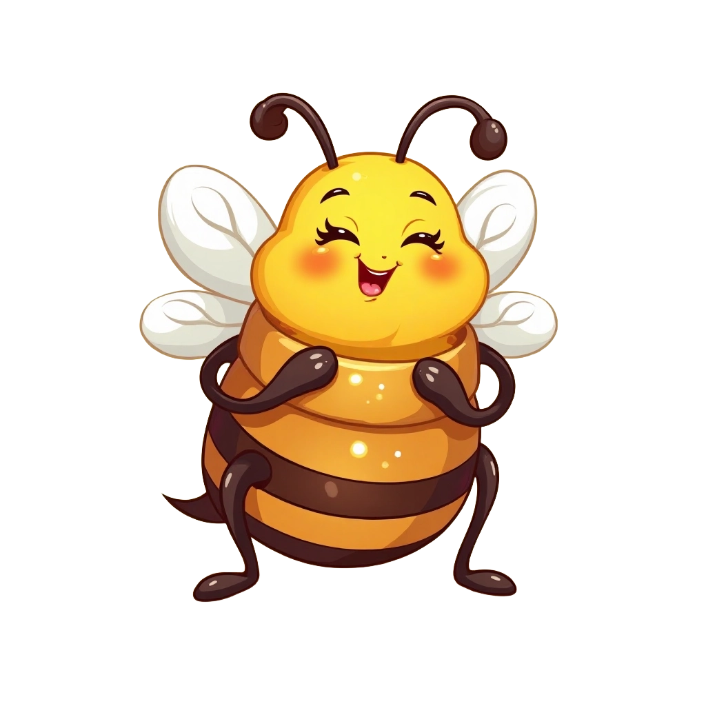 Happy Cartoon Bee-FreePngZone