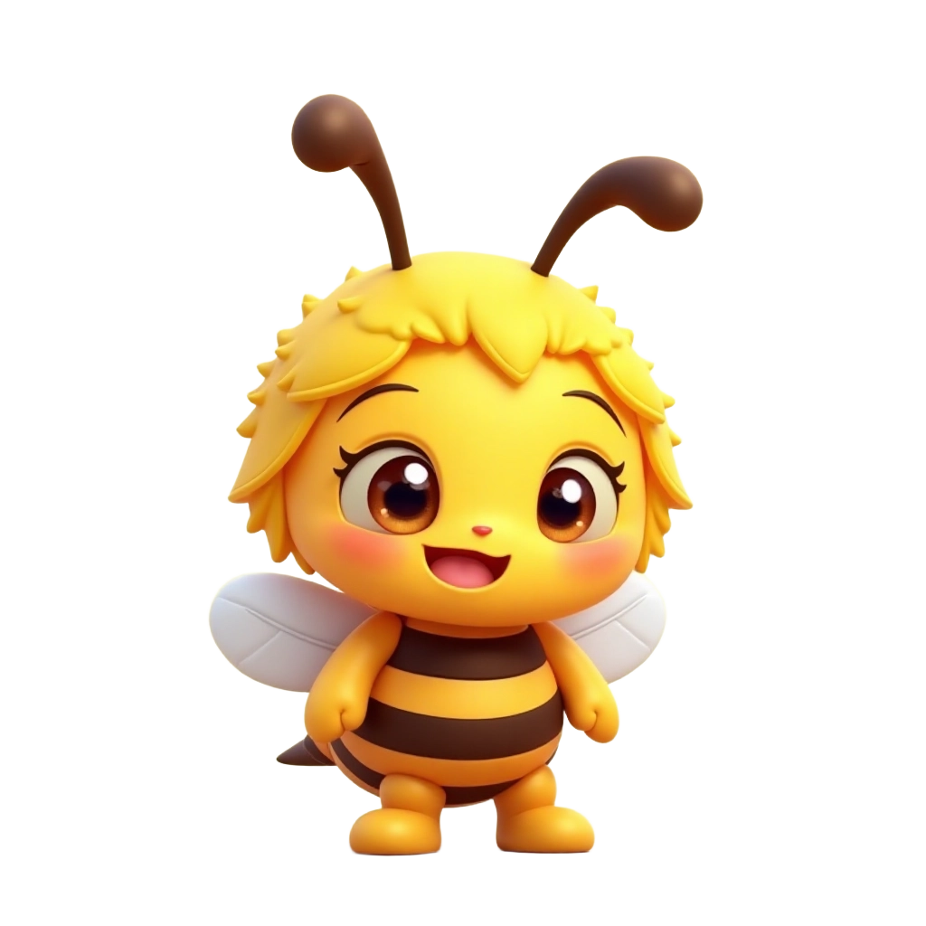 Cute Bee Character-FreePngZone