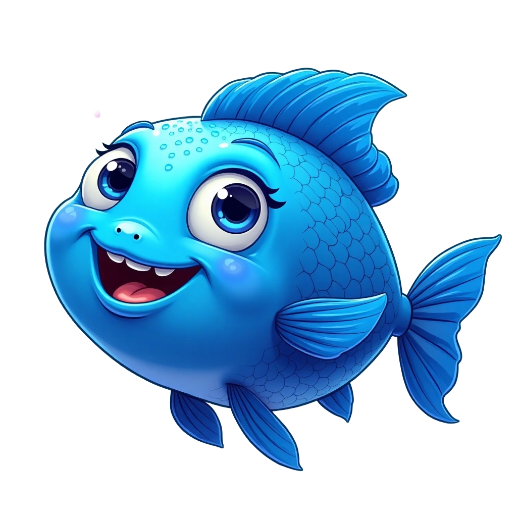 Happy Blue Fish-FreePngZone