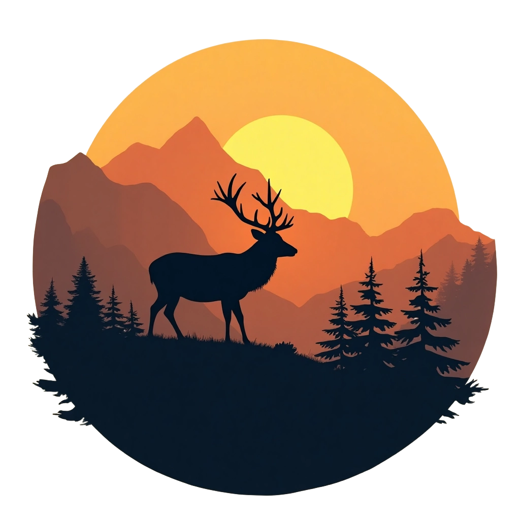 Majestic Sunset with Deer-FreePngZone